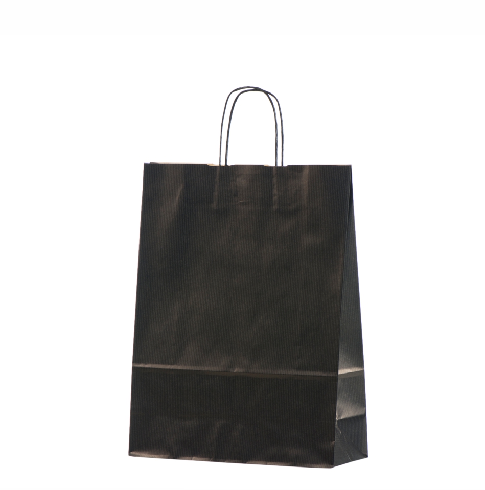 Sorte papirsposer med snoet hank - papirsposer.com