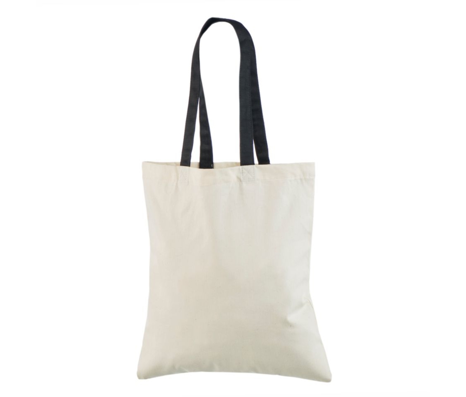 Hvid mulepose i bomuld med sorte hanke - papirsposer.com